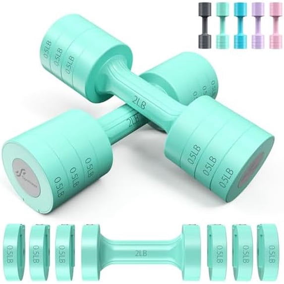 Adjustable Dumbbells Hand Weights Set: 5 lb Dumbbell Set of 2 Each 2lb ...