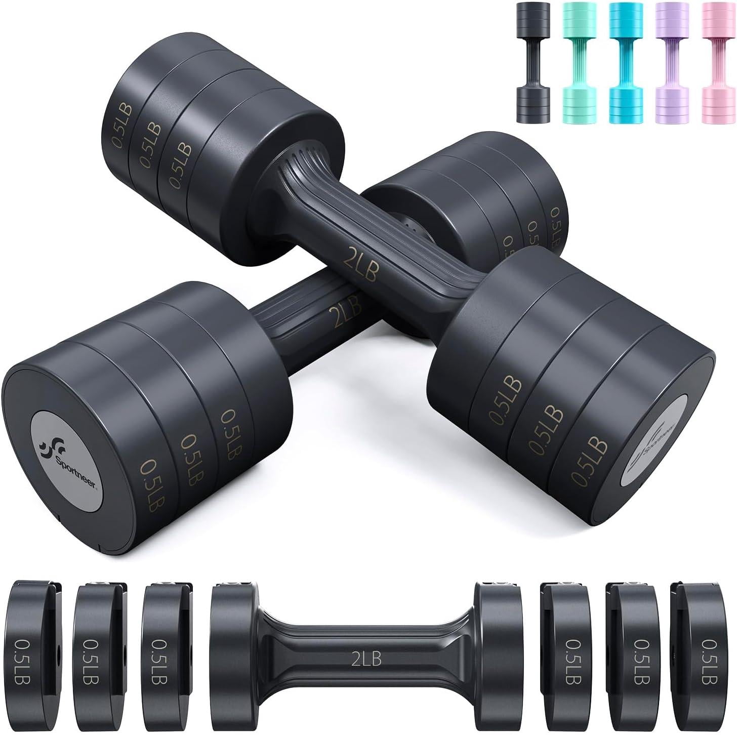 Adjustable Dumbbells Hand Weights Set: Sportneer 5 lb Dumbbell Set of 2 Each 2lb 3lb 4lb 5lb ...