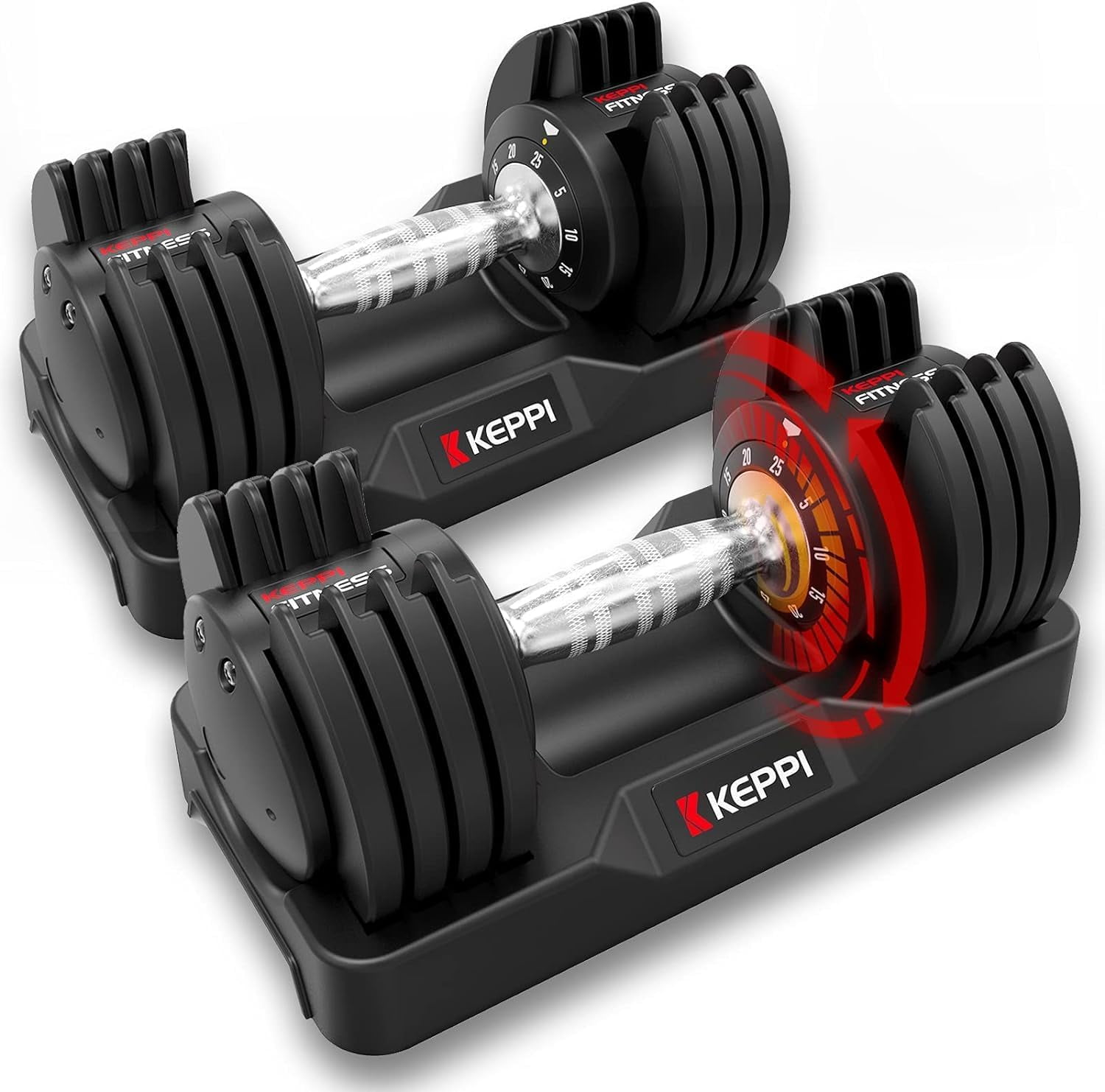 Adjustable Dumbbells Set-25lb/40lb/55lb/60lb, Anti-Slip Metal Fast ...