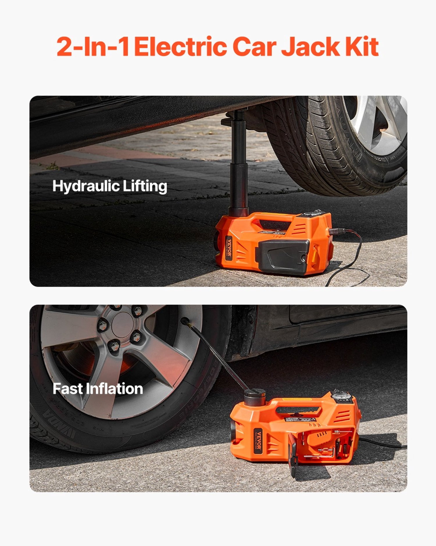 Adjustable Electric Car Jack 5 Tons /11000 lbs Jack kit with Secure ...