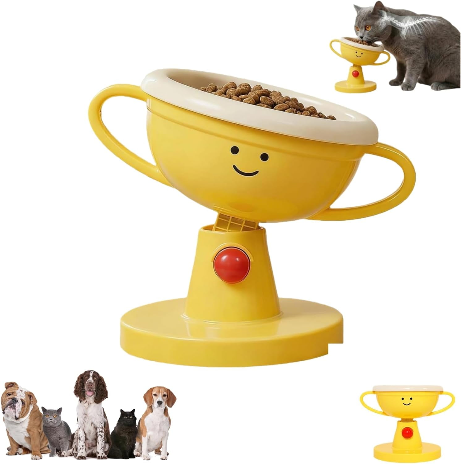 Adjustable Elevated Cat Bowl & Small Dog Feeder - 5-Level Raised Food ...