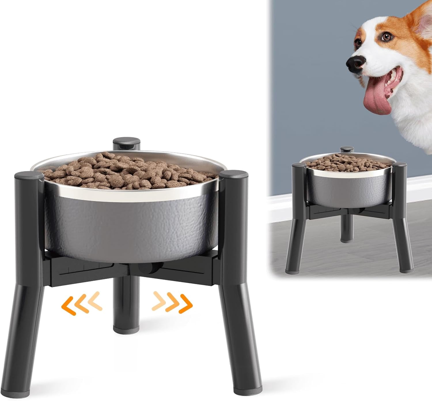 Adjustable Elevated Dog Bowls Stand Compatible with 6 to 8 inch Wide ...