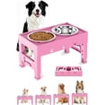Adjustable Elevated Dog Bowls with 2 Stainless Steel Bowls, 5 Height ...