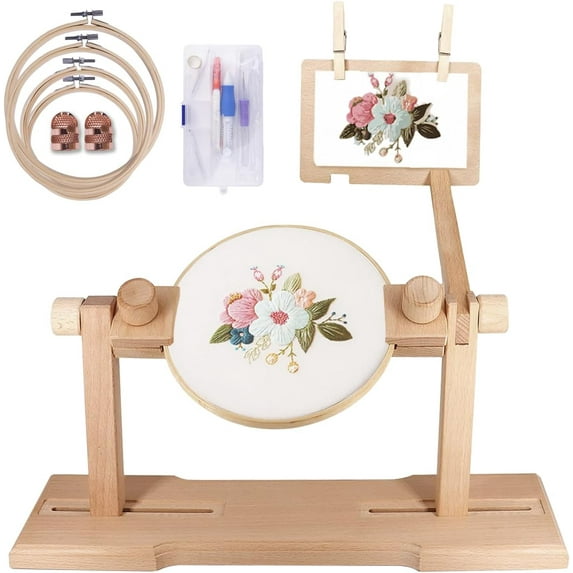 Adjustable Embroidery Hoop Stand,Embroidery Kit with 4pcs Different ...