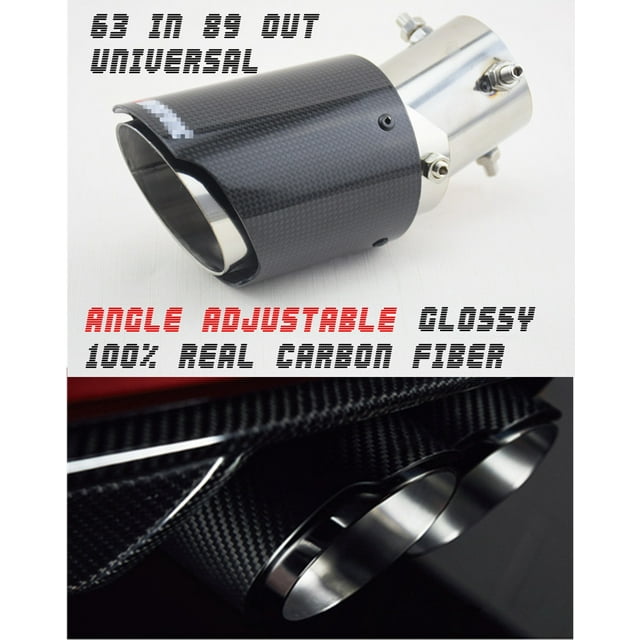 Adjustable Exhaust Muffler Tip Tail Pipe Slip-on Glossy Carbon Fiber ...