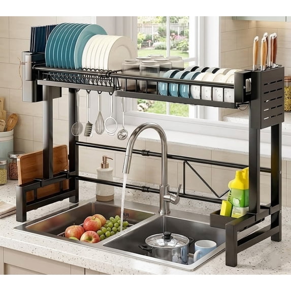 Adjustable Expandable Metal Sink Organizer, Over The Sink Dish Drying ...