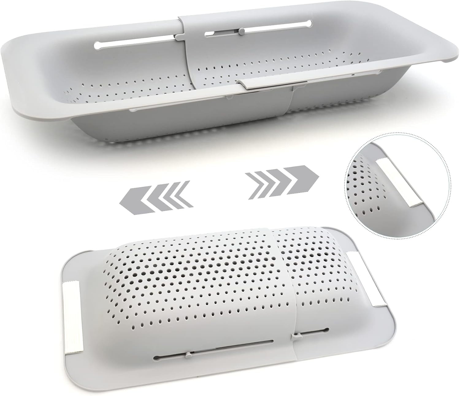 Adjustable Expandable Sink Colander, Over the Sink Strainer Basket for ...
