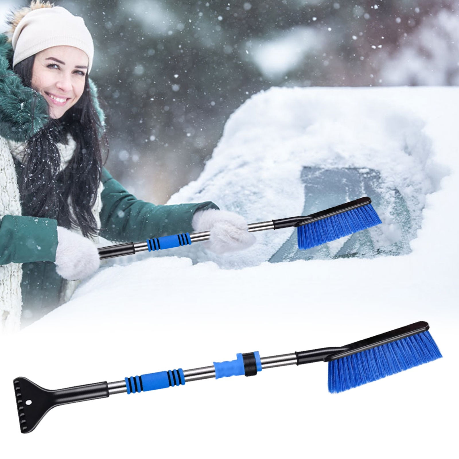 Adjustable Extendable Car Window Ice Scraper and Brush with Detachable ...