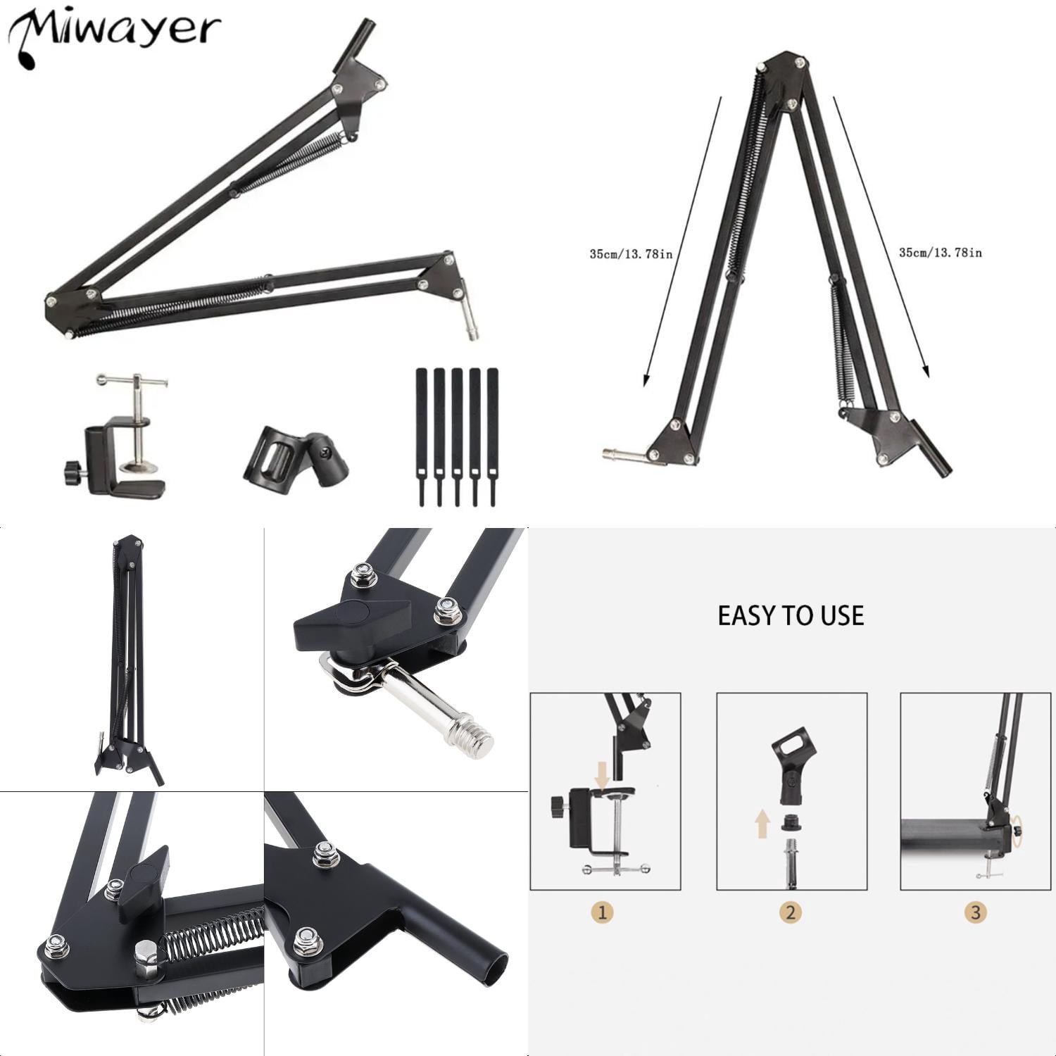 Adjustable Extendable Suspension Boom Scissor Arm Stand with 3/8” to 5/ ...
