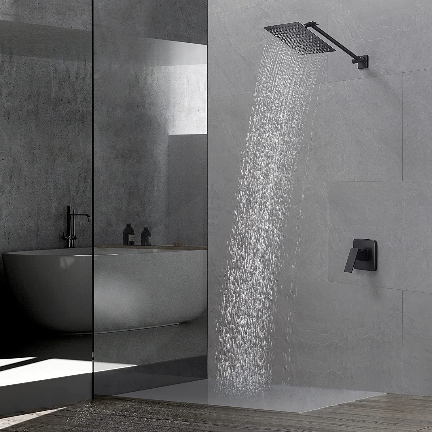 Adjustable Extension Shower Arm Shower System with 8 Inch Rain Shower ...