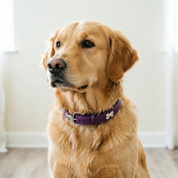 Adjustable Leather Dog Collar Comfortable Pet Ring for Small Medium ...