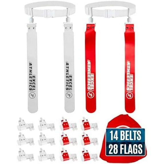 Adjustable Flag Football Set Youth, Kids & Adult with 14 Player Belts ...