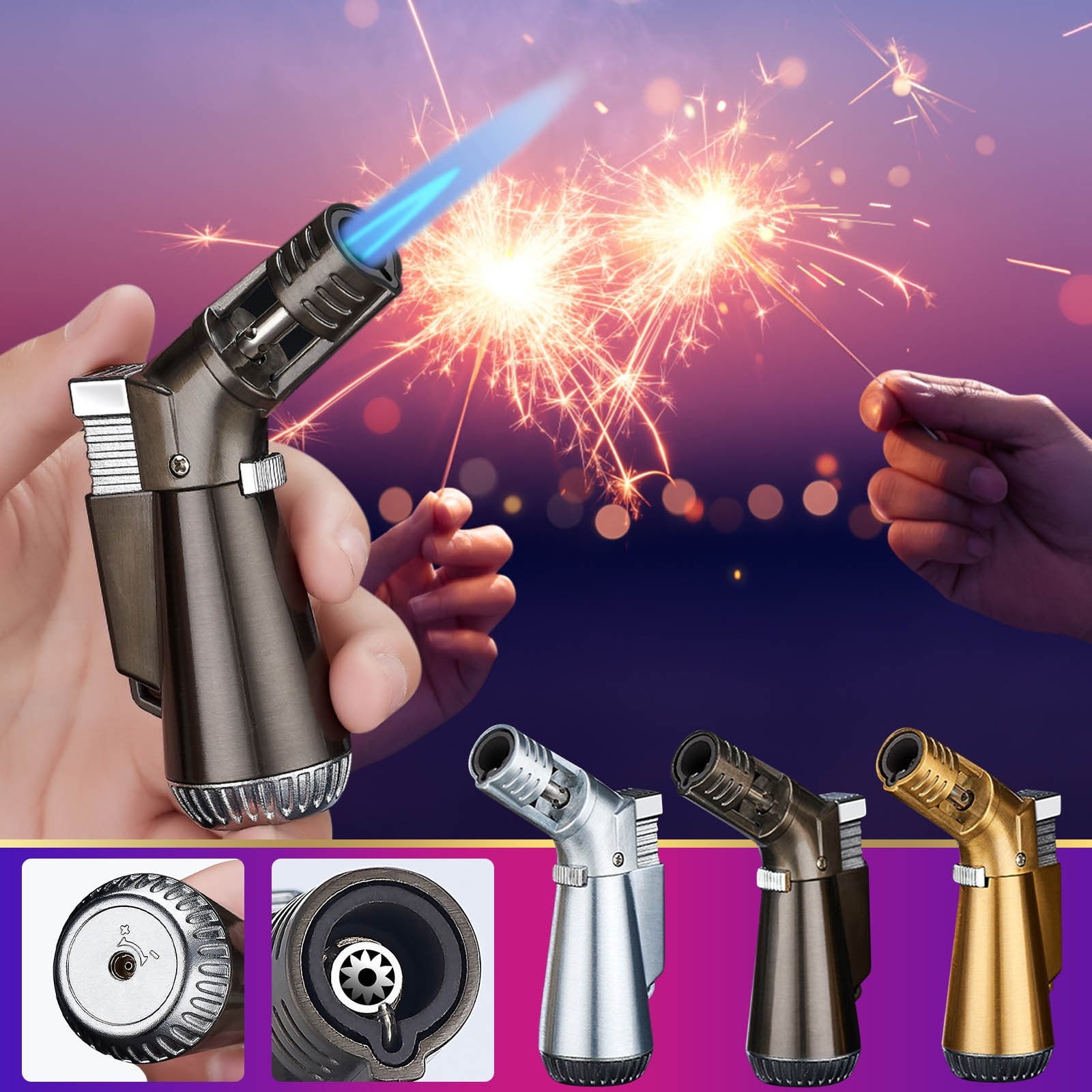Adjustable Flame Torch Lighter Windproof Refillable Butane Lighter with ...