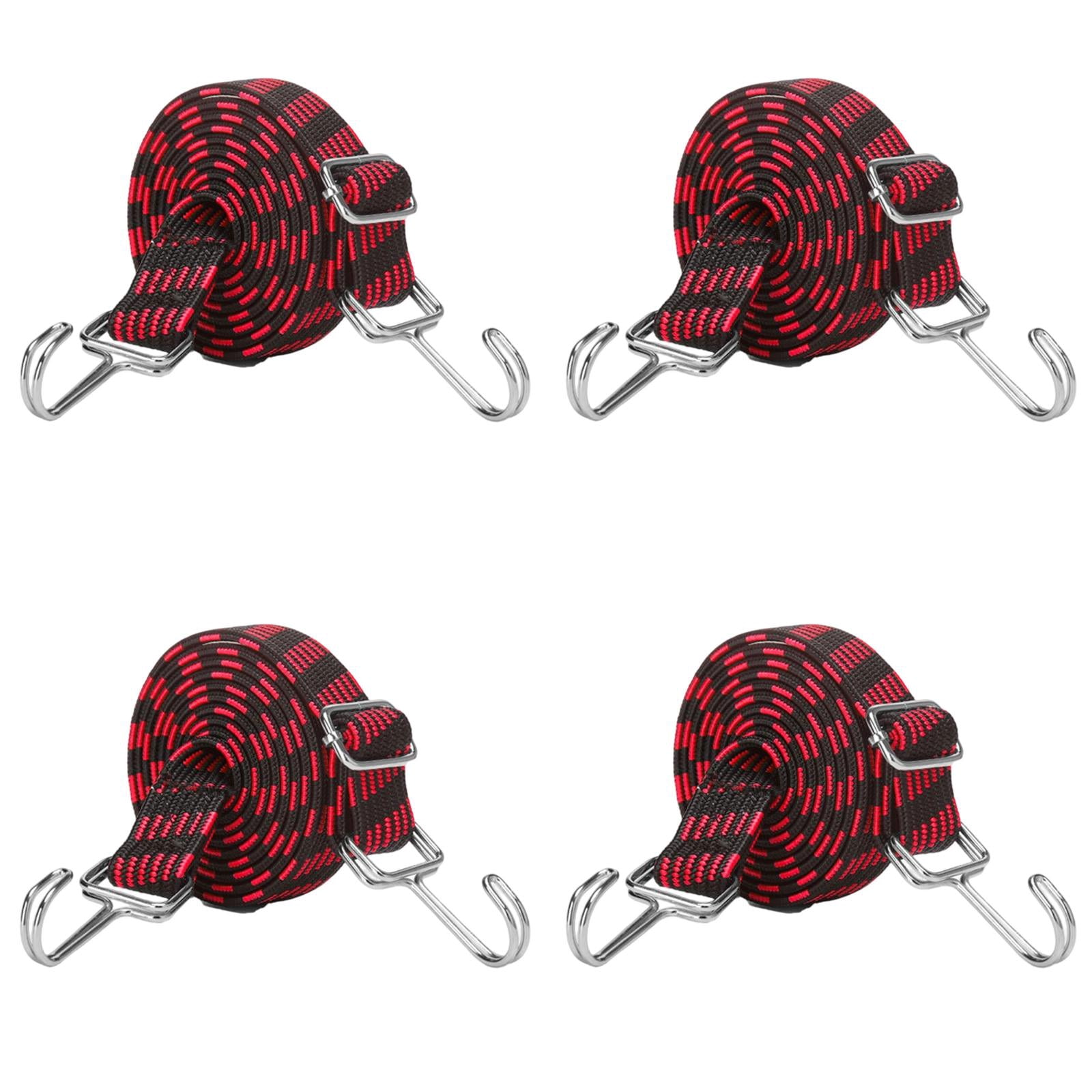 Adjustable Flat Bungee Cords with Hook, 4 Pcs Heavy Duty Long Bungee ...