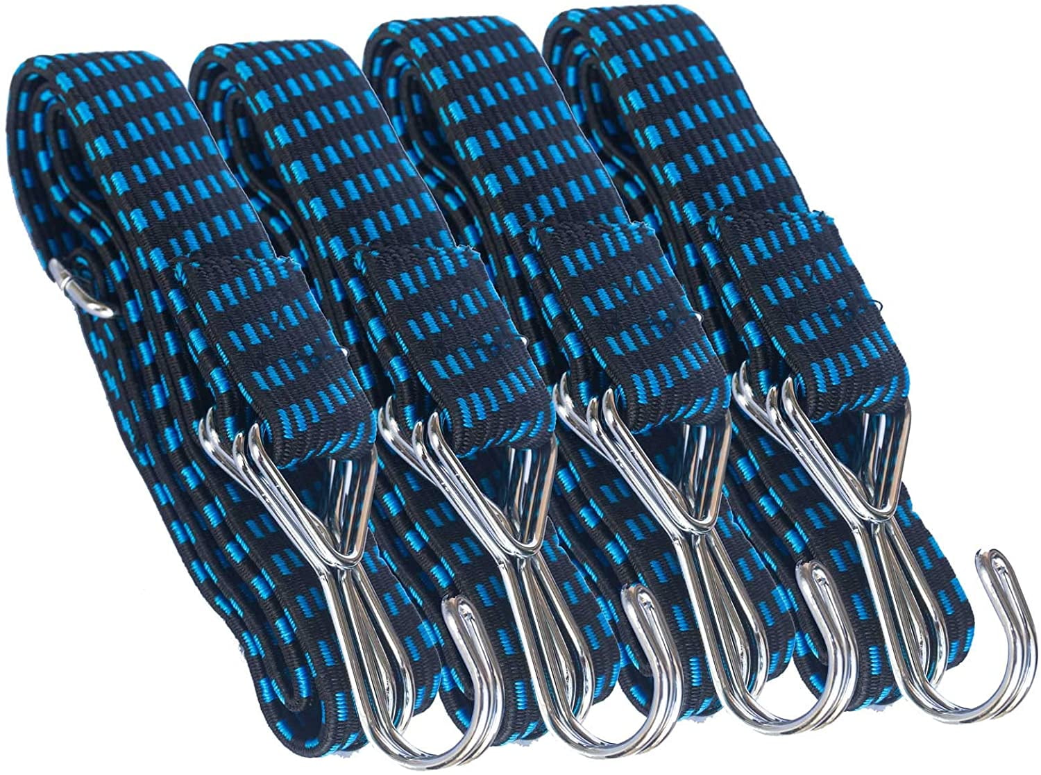 Liangting, Adjustable Flat Bungee Cords, 40 inch Blue Latex Heavy Duty ...