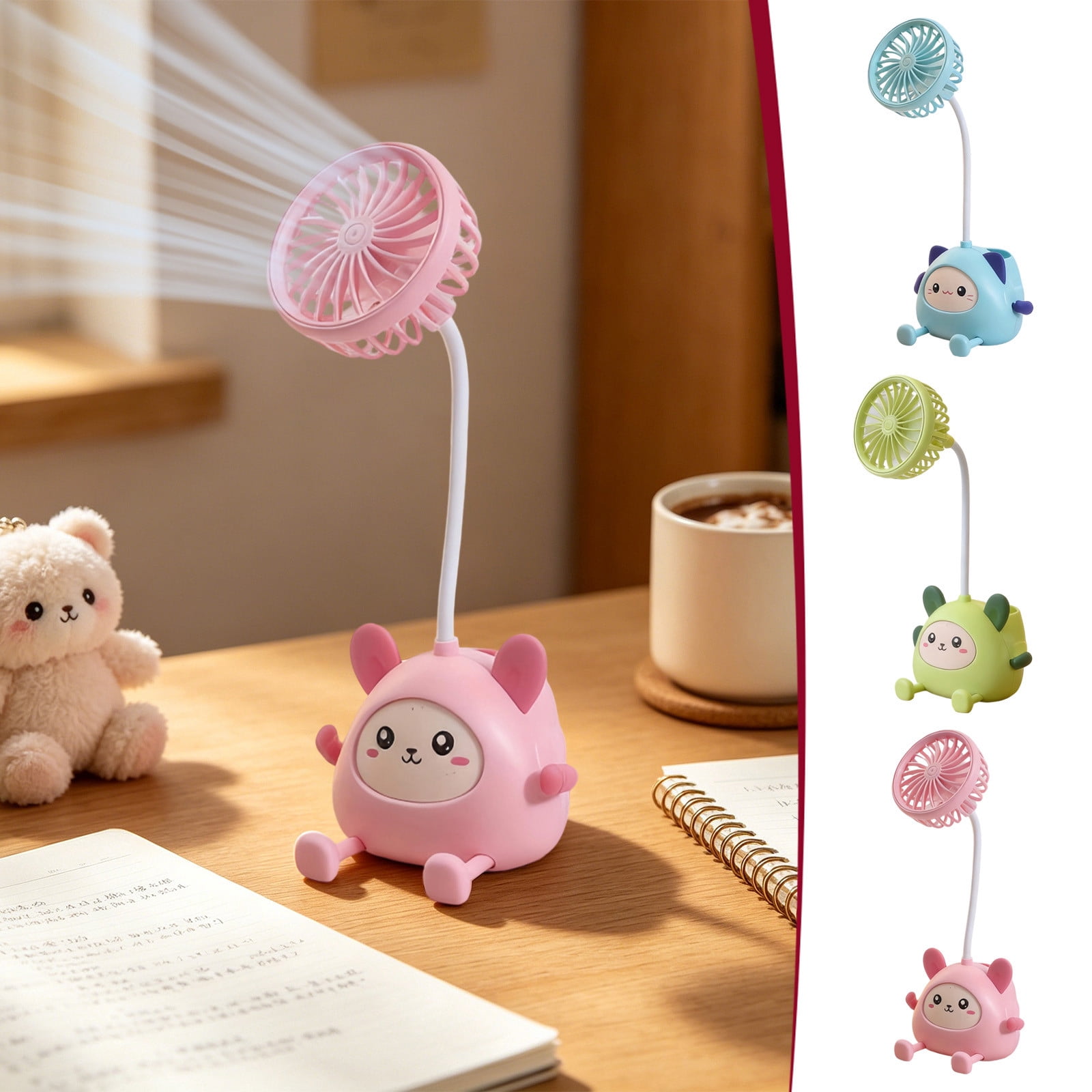 Adjustable Flexible Hose Desktop Pen Holder Fan, Rechargeable Compact ...