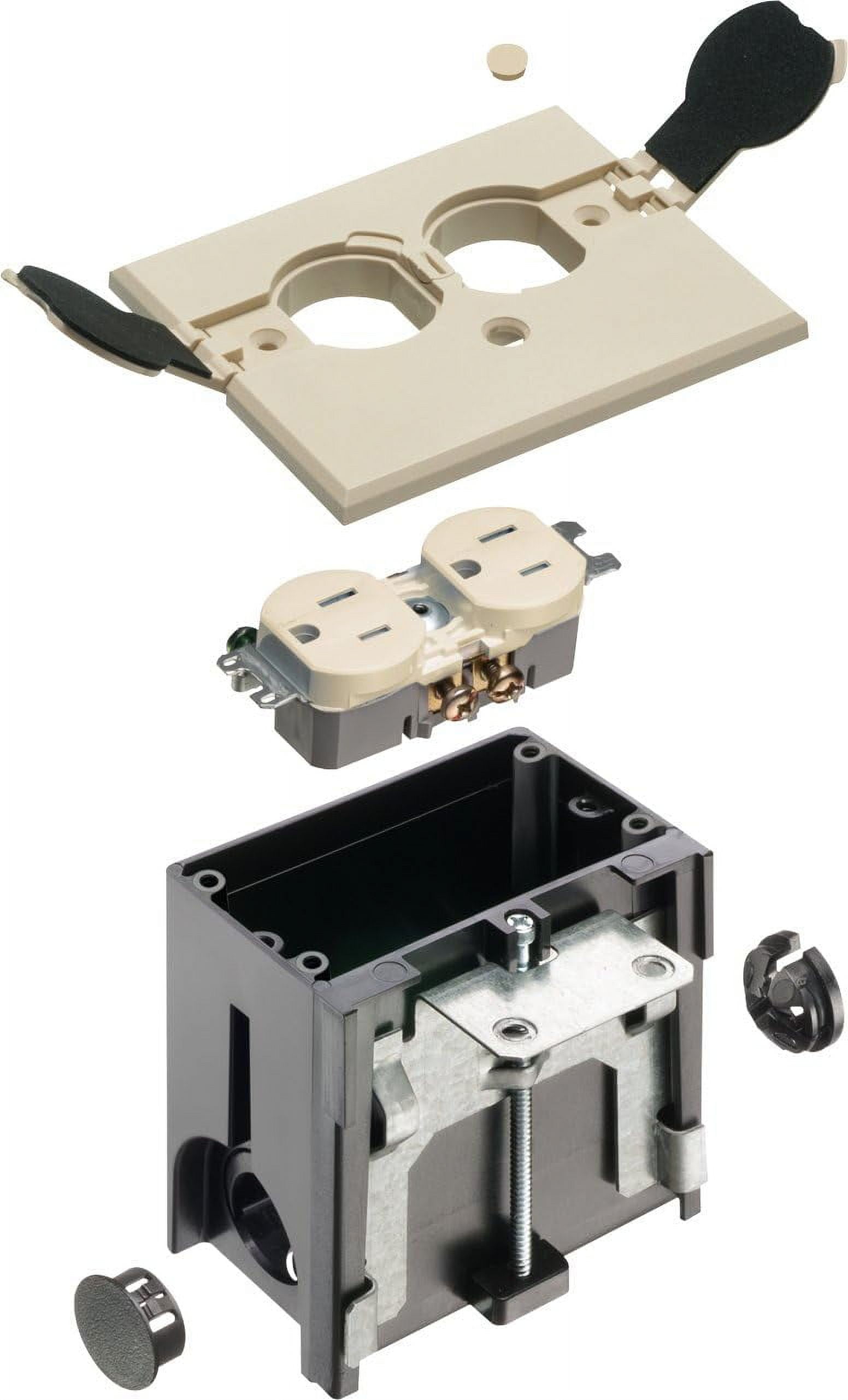 Adjustable Floor Box Kit With Outlet And Plate, For Installed Floors, 1 ...