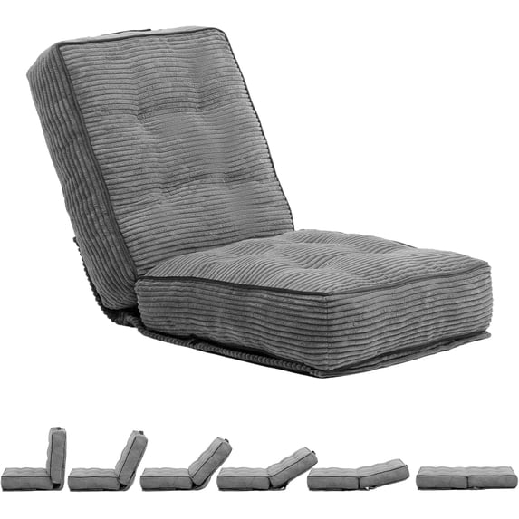 Adjustable Floor Chair with 6 Positions, Folding Lazy Sofa Recliner ...