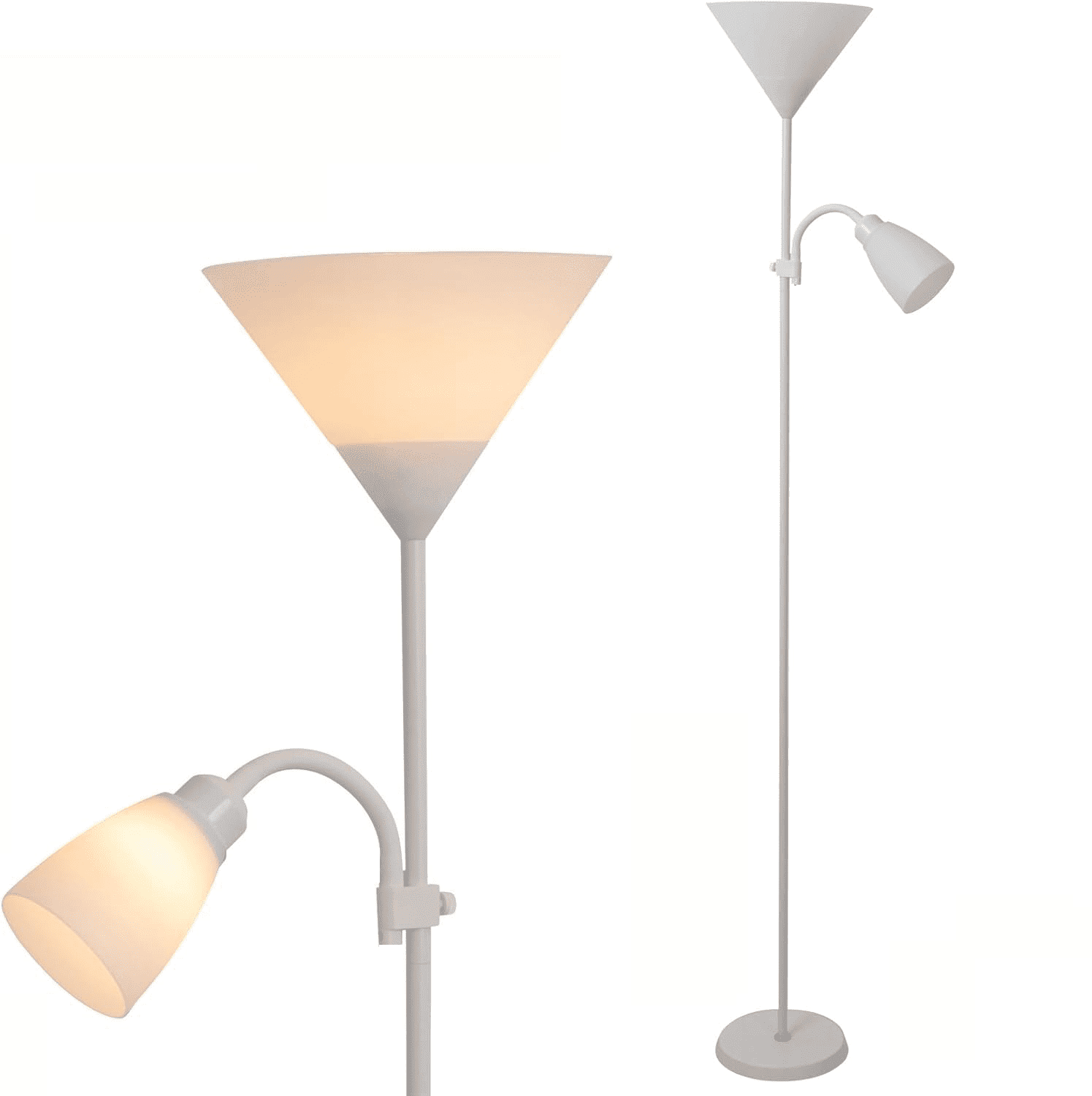 Adjustable Floor Lamp, 2 Head LED Torchiere Standing Lamp, Modern ...