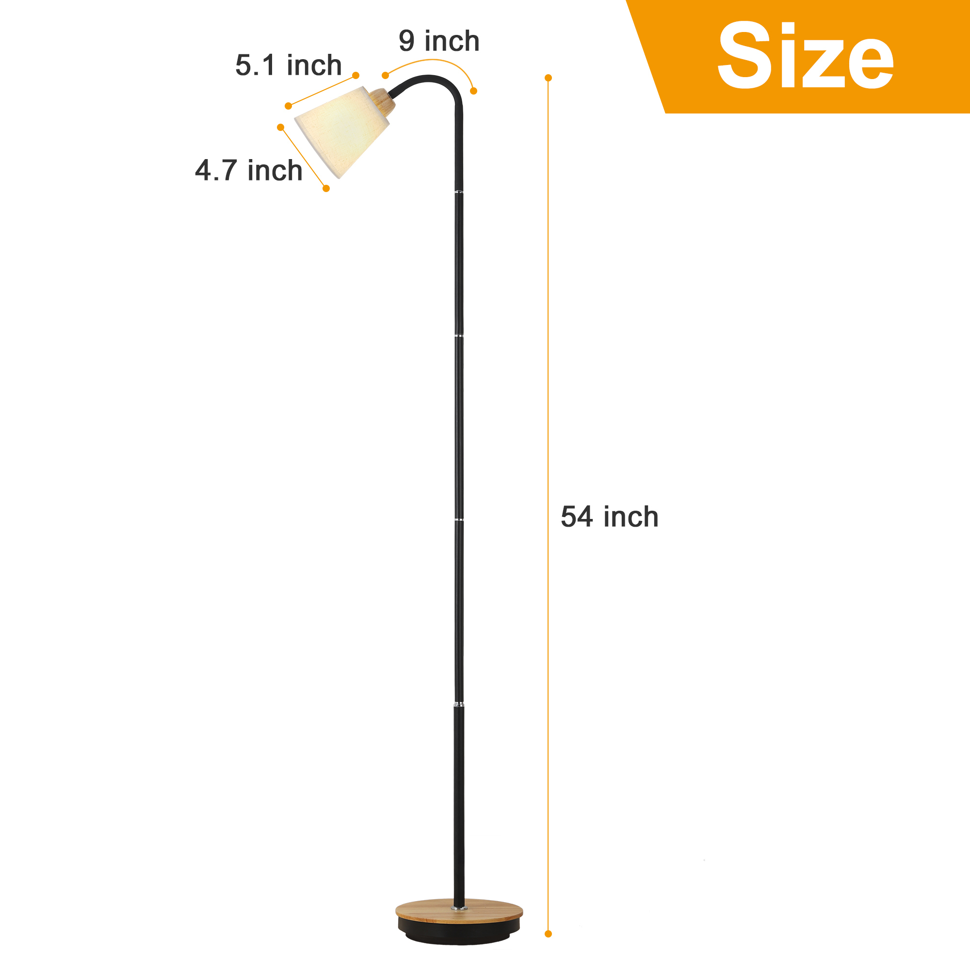 Adjustable Floor Lamp - Modern Standing Reading Lamp with 360 ...