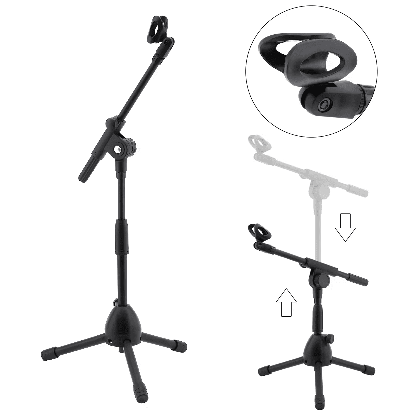 Adjustable Floor Microphone Stand with Swing Arm, Retractable Metal ...