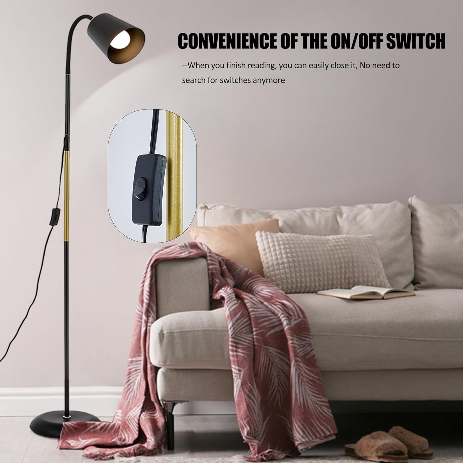 Adjustable Floor Reading Lamp Standing Lamps for Living Room Gooseneck ...