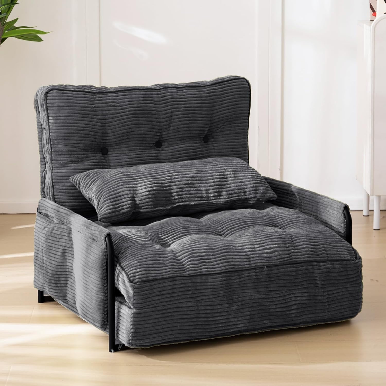 Adjustable Floor Sofa Couch with 2 Pillows, Multi-Functional Bean Bag ...