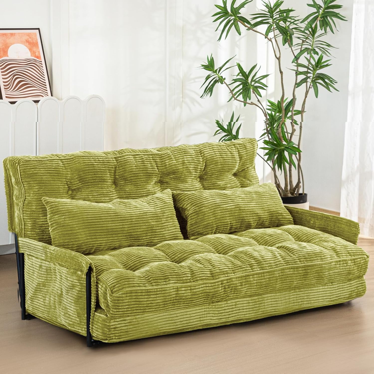 Adjustable Floor Sofa Couch with 2 Pillows, Multi-Functional Bean Bag ...
