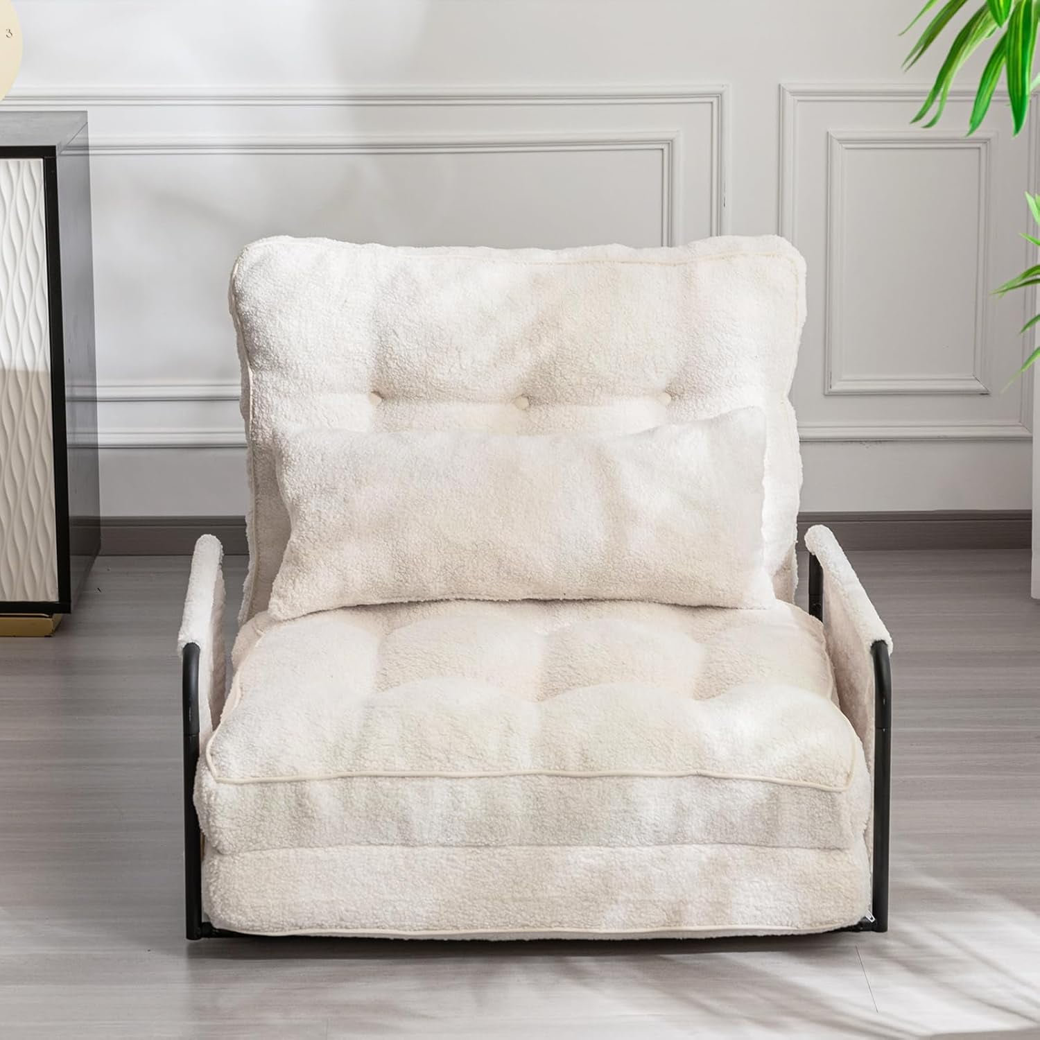 Adjustable Floor Sofa Couch with Pillow, 5-Position Boucle Bean Bag Bed ...