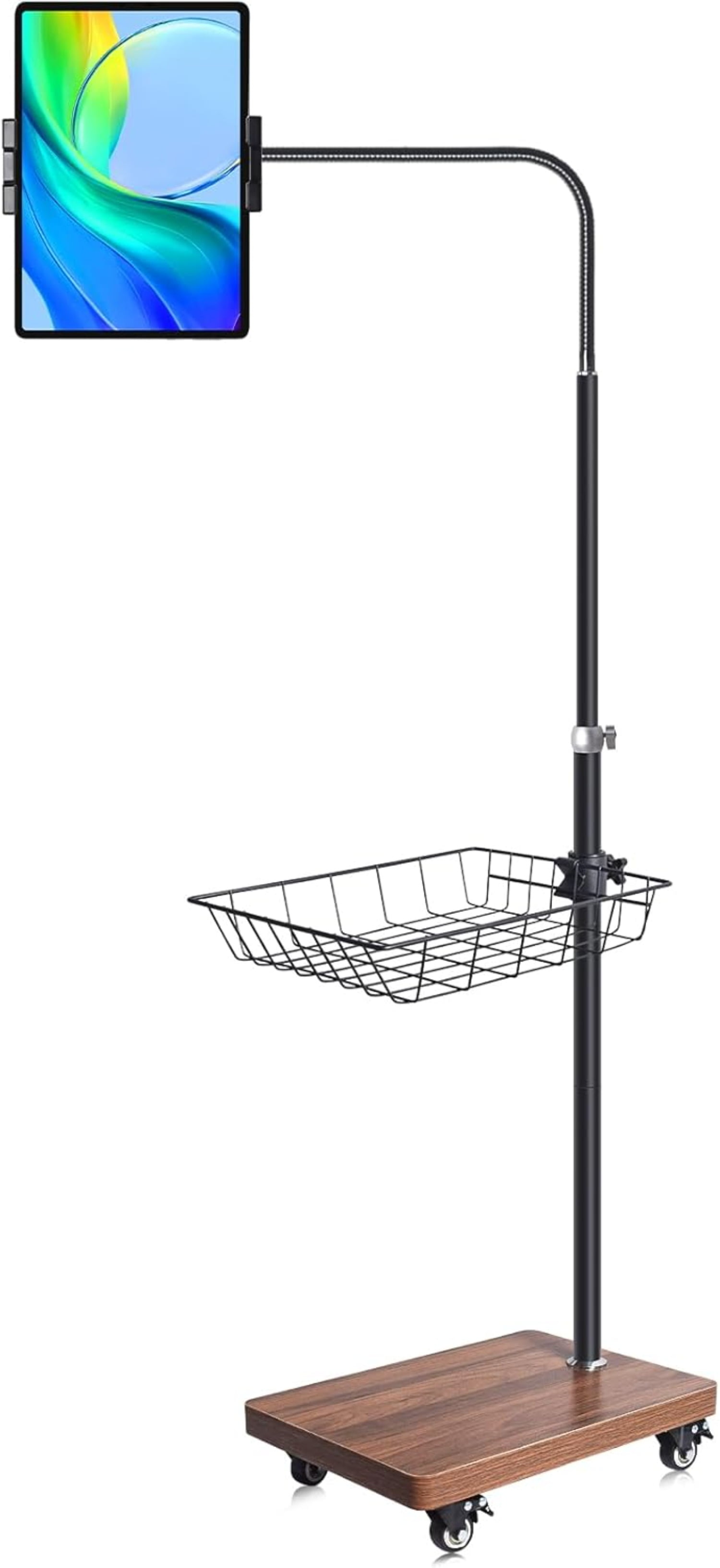 Adjustable Floor Tablet Stand with Rolling Base, Flexible Gooseneck ...