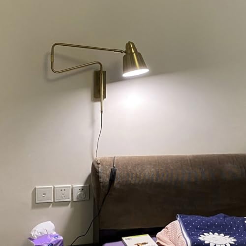 Adjustable Fold Swing Arm Plug in Sconce, 360 Degree Rotatable Wall ...