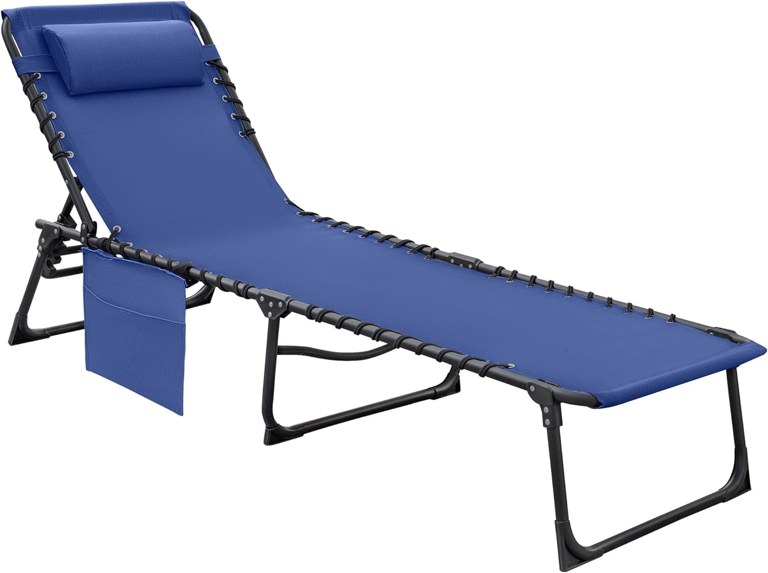 Adjustable Foldable Chaise Lounge Chair with Side Pocket, Multi ...