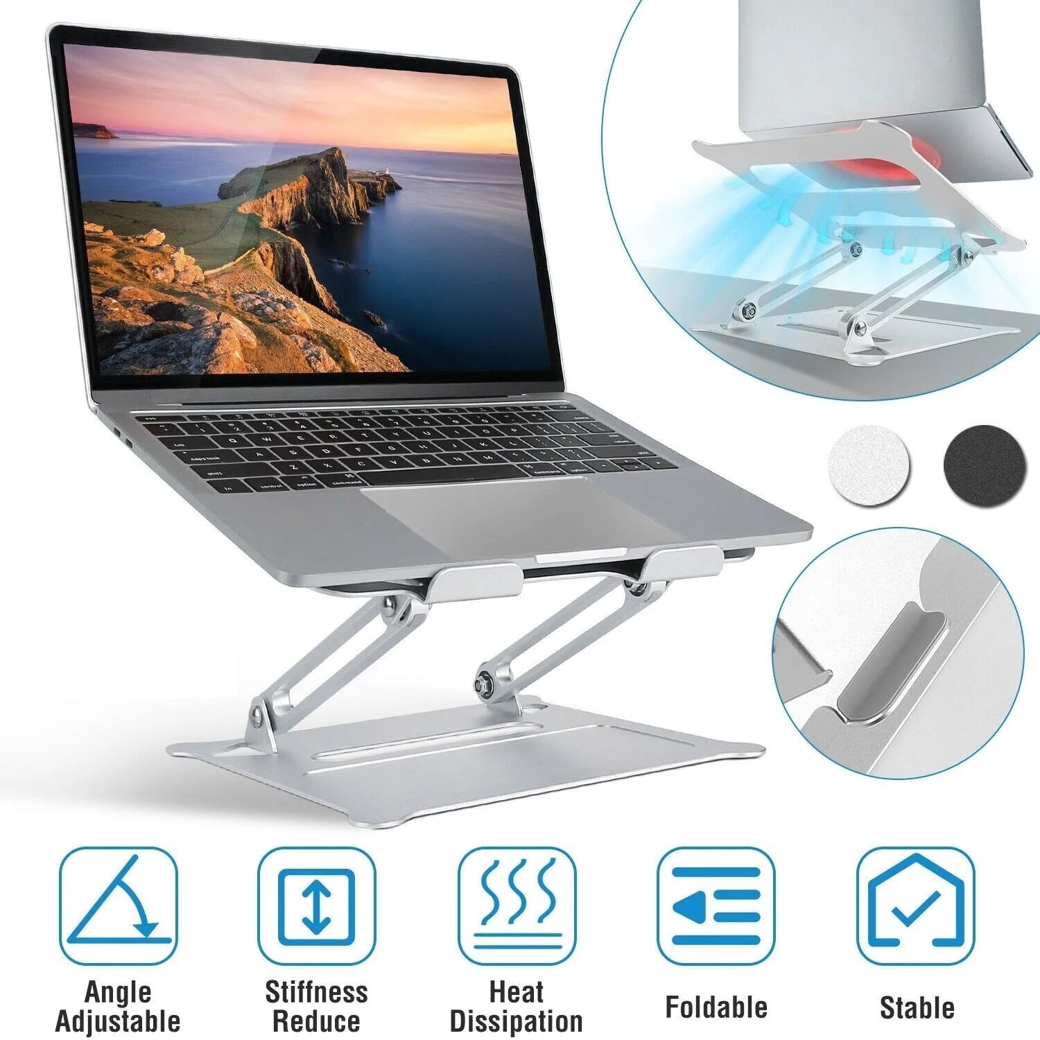 Adjustable Foldable Laptop Stand Aluminum Notebook Riser Computer ...