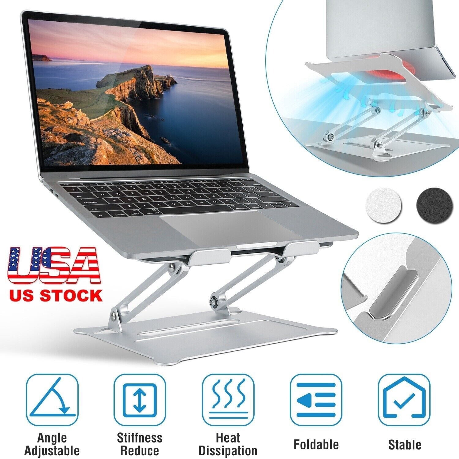 Adjustable Foldable Laptop Stand Aluminum Notebook Riser Computer ...