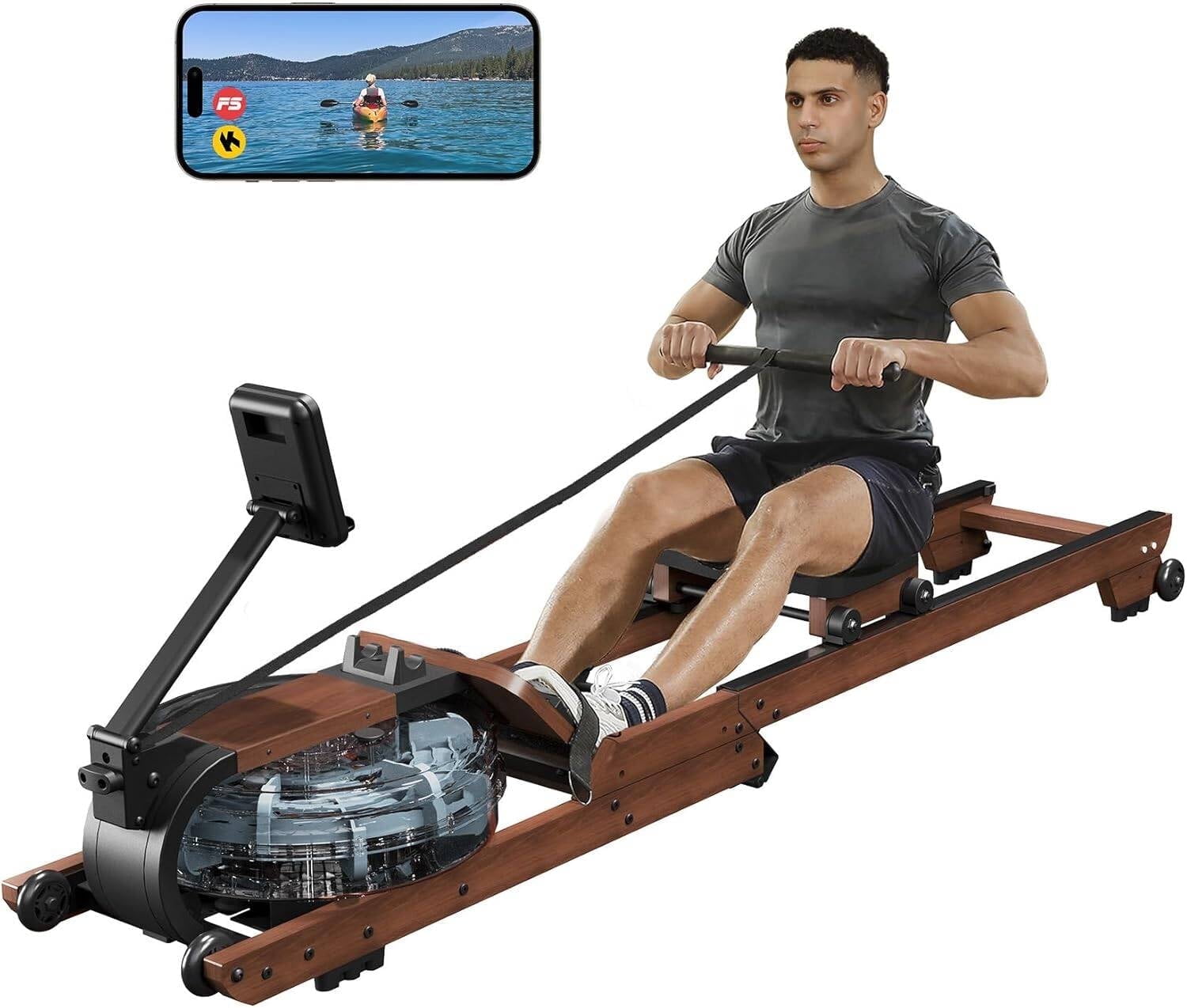 YOLEOFitness Water Rowing Machine - Water Resistance, 350LB Capacity ...