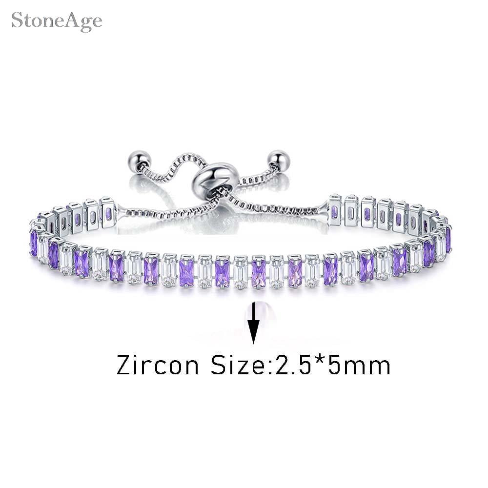 Adjustable Folding Buckle Trendy Purple Zirconia Crystal Tennis ...