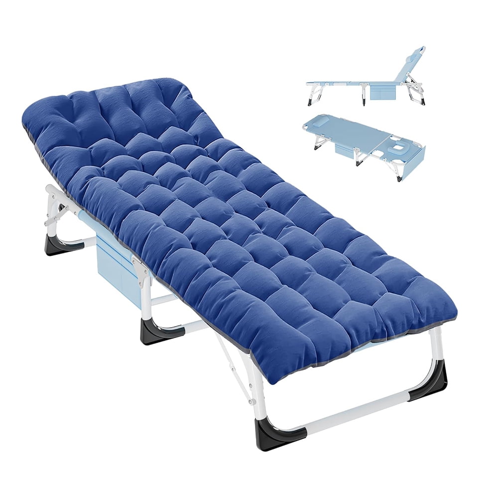 Folding Camping Cot W/Mat & Face Arm Hole for Adults, Adjustable Heavy ...