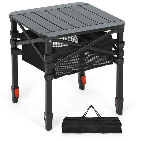 Adjustable Folding Camping Table with Roll-Up Top, Lightweight Portable ...