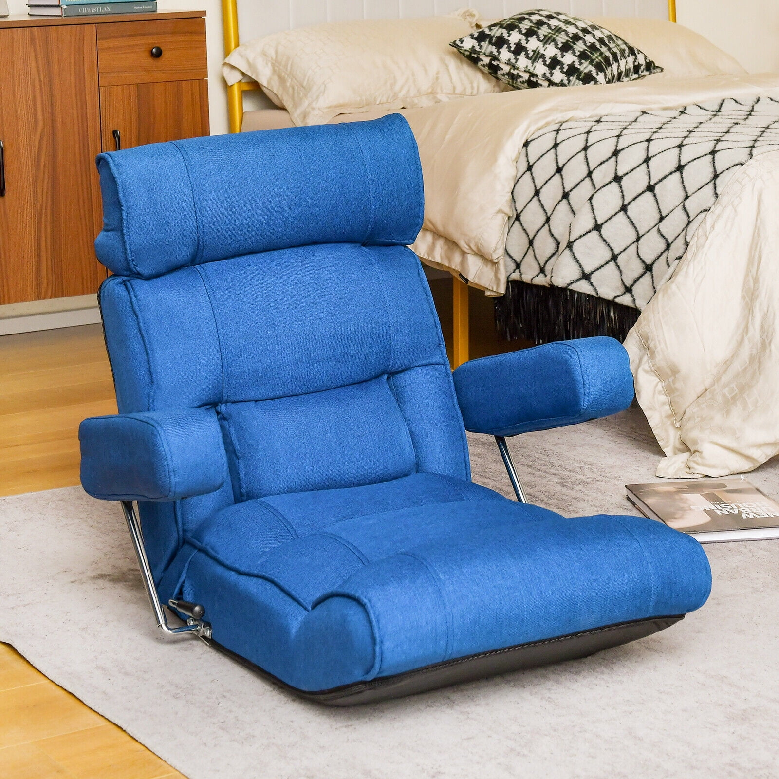 Adjustable Folding Lazy Chair Sofa Lounger Chair 6-position Adjustable ...