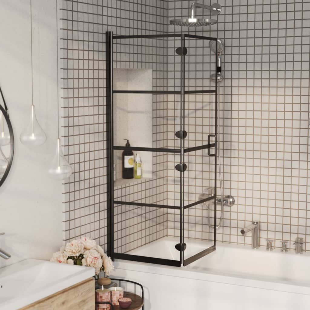 Adjustable Folding Shower Enclosure - Durable ESG Glass, Stylish Black ...