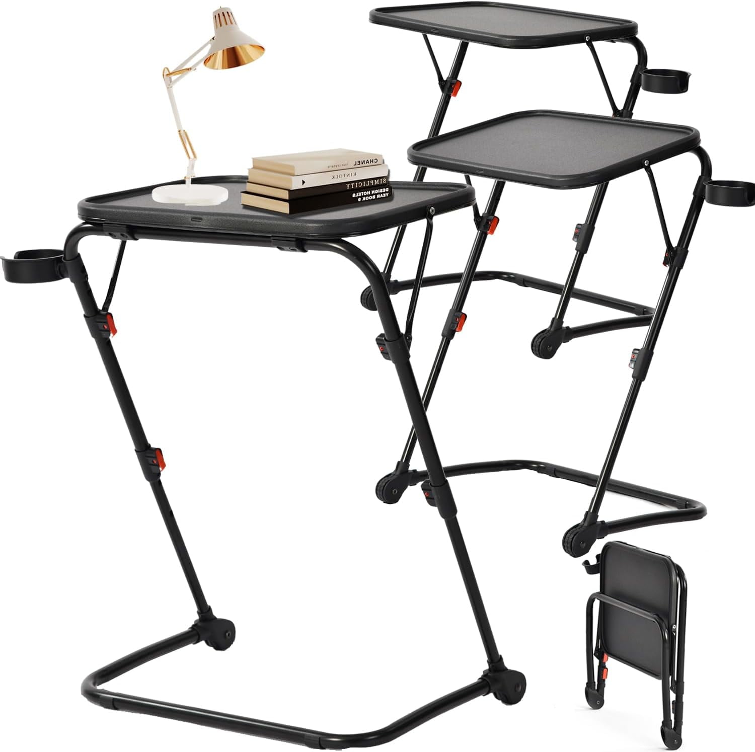 Adjustable Folding TV Tray Table with 4 Height & 3 Tilt Angle, Foldable ...