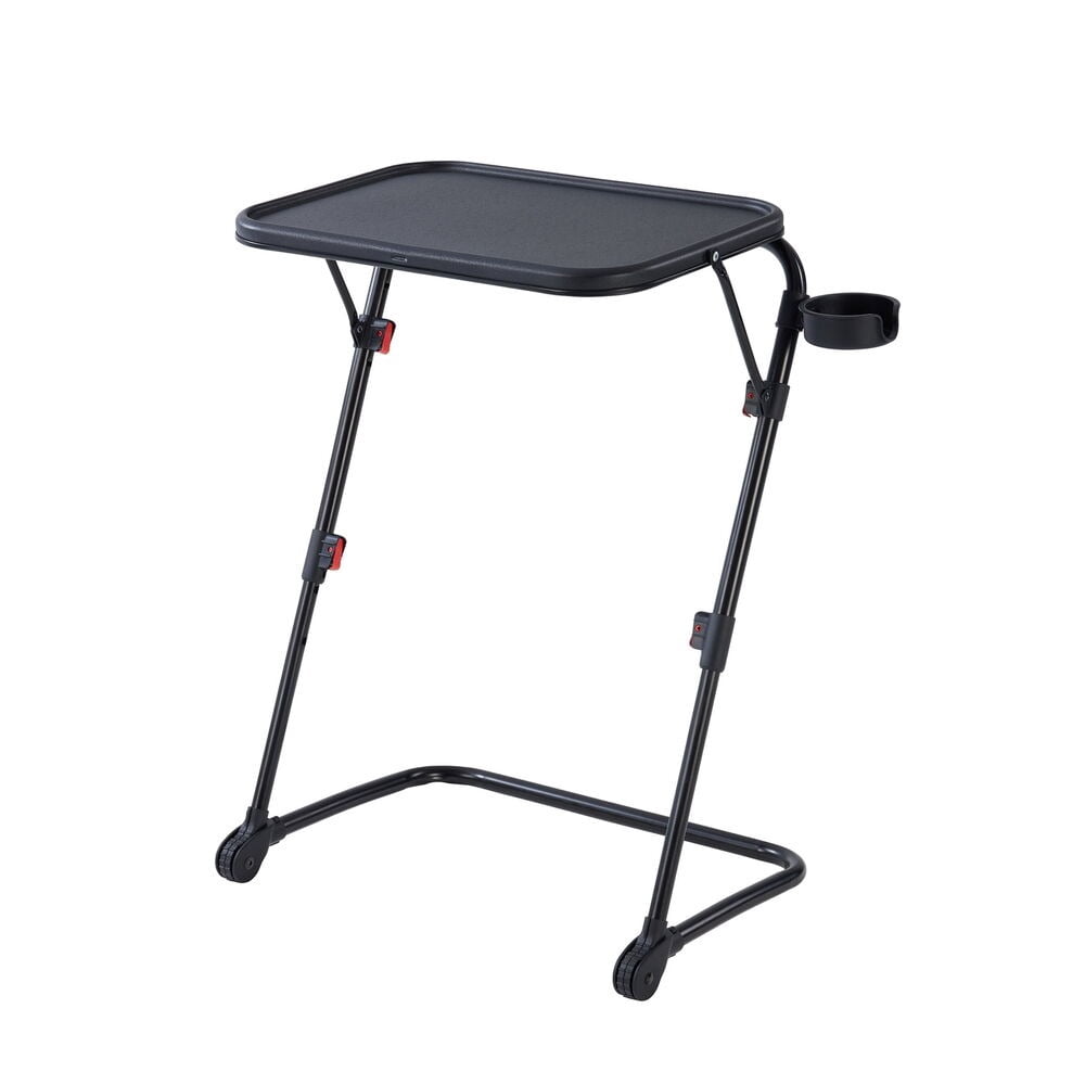 Adjustable Folding TV Tray With Cup Holder Black, 20.87"W x 14.76"D x ...