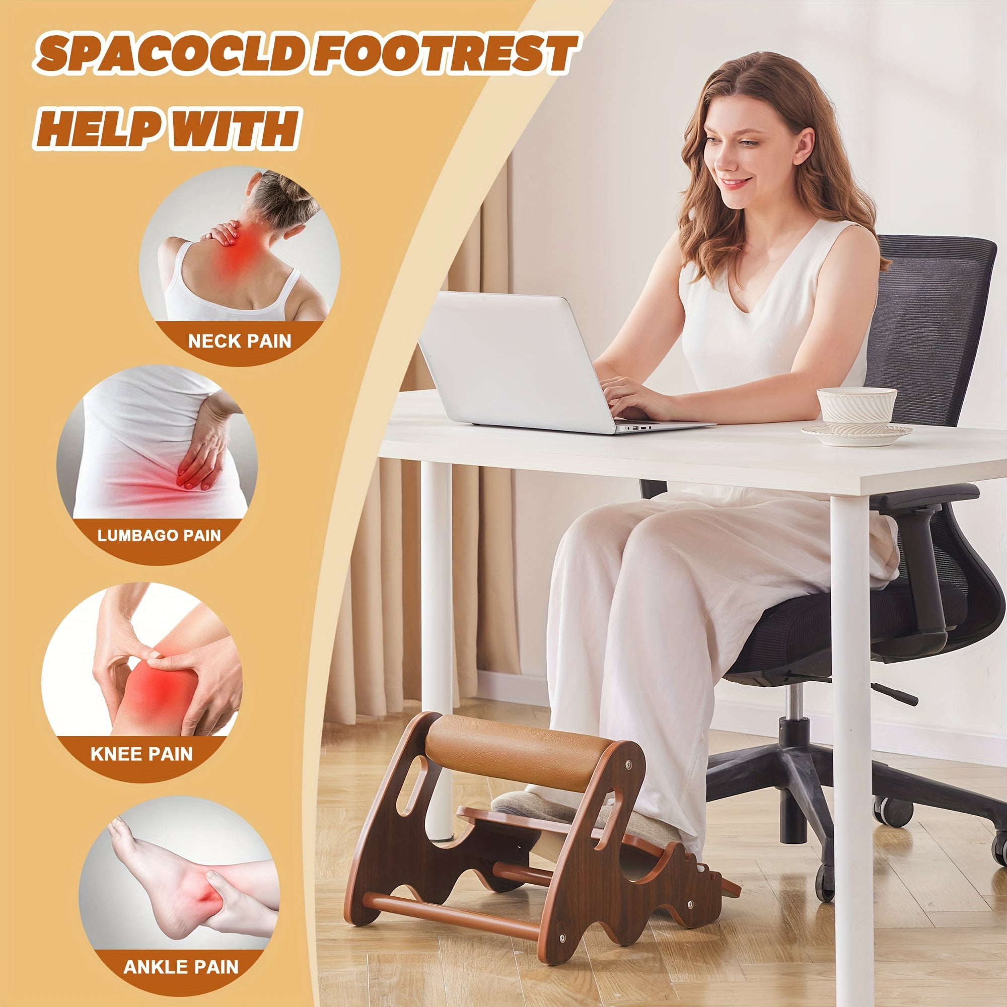 [Adjustable Foot Rest] Adjustable Ergonomic Wooden Foot Rest | for ...