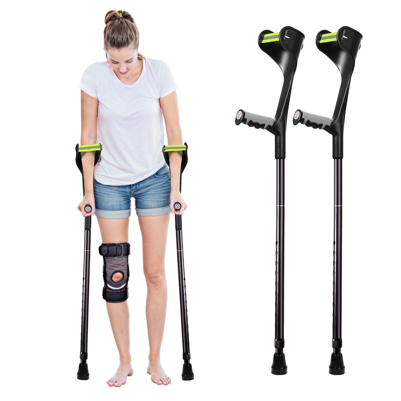Adjustable Forearm Crutches for Adults, Lightweight Foldable Aluminum ...