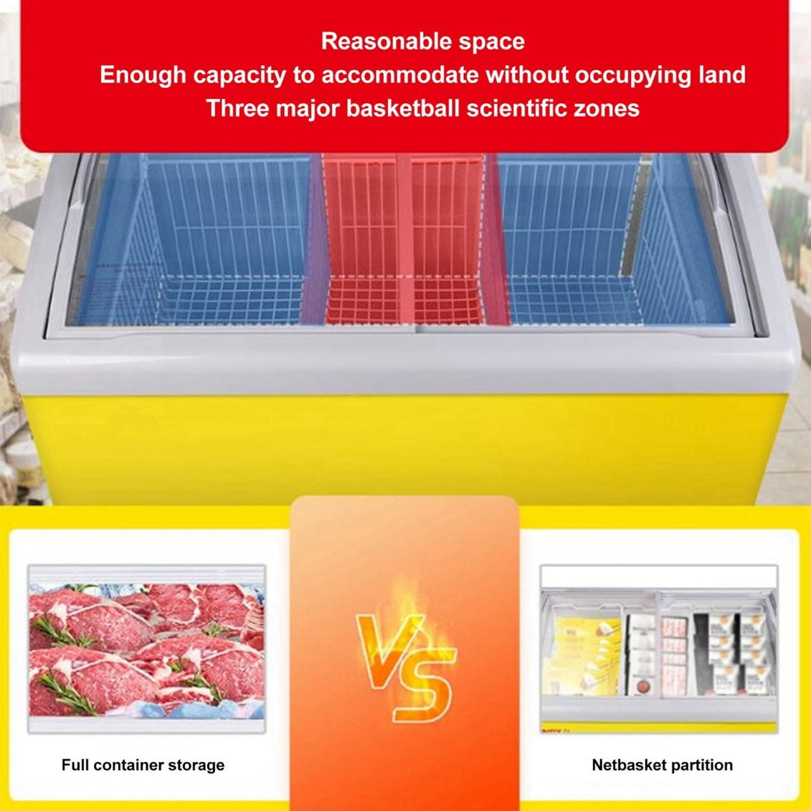 Adjustable Freezer Basket Organizer, Durable PP, 15,25KG Capacity, Fits ...