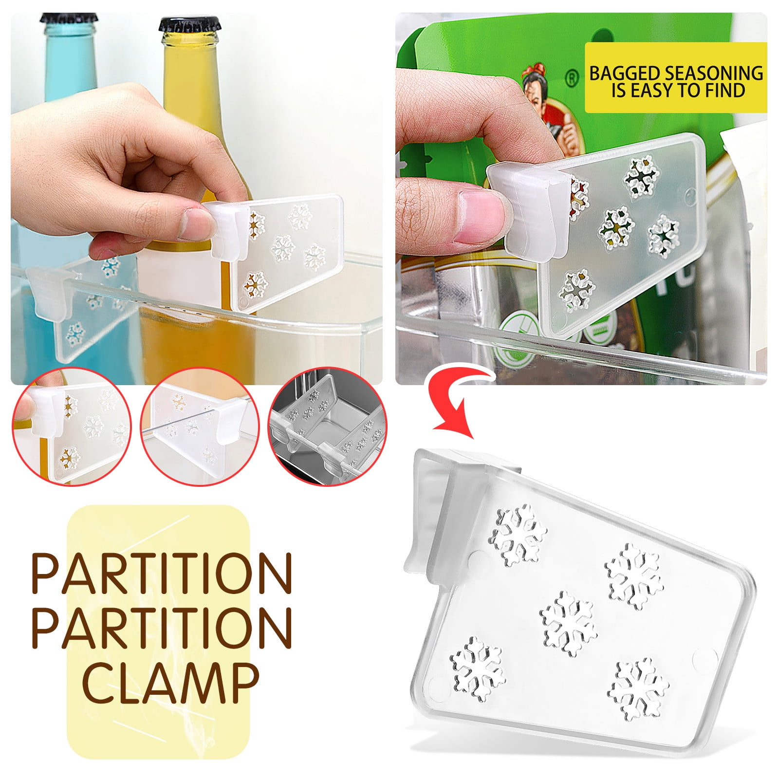 Adjustable Fridge Door Divider Clear Plastic Refrigerator Bin ...