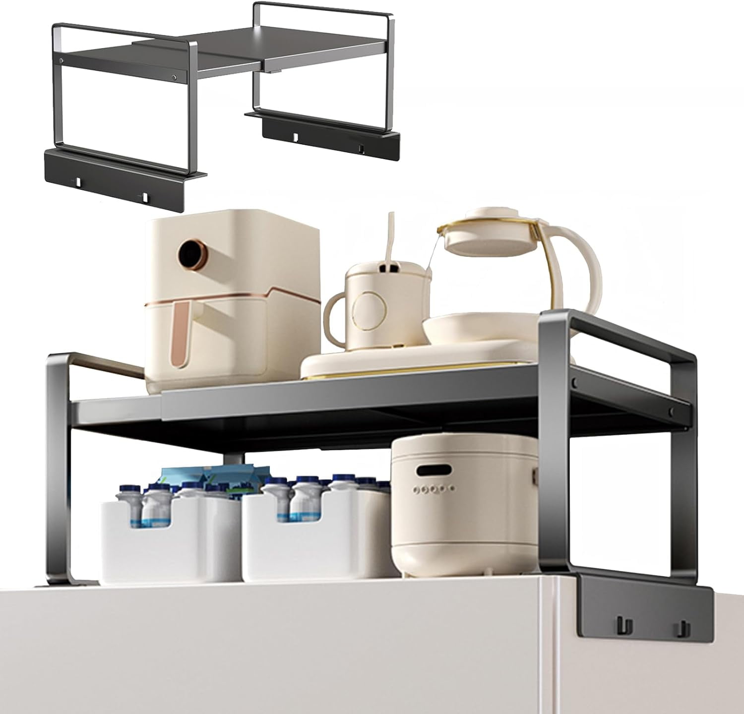 Adjustable Fridge Top Storage Rack,12.4"-23.62" Expandable Organizer ...