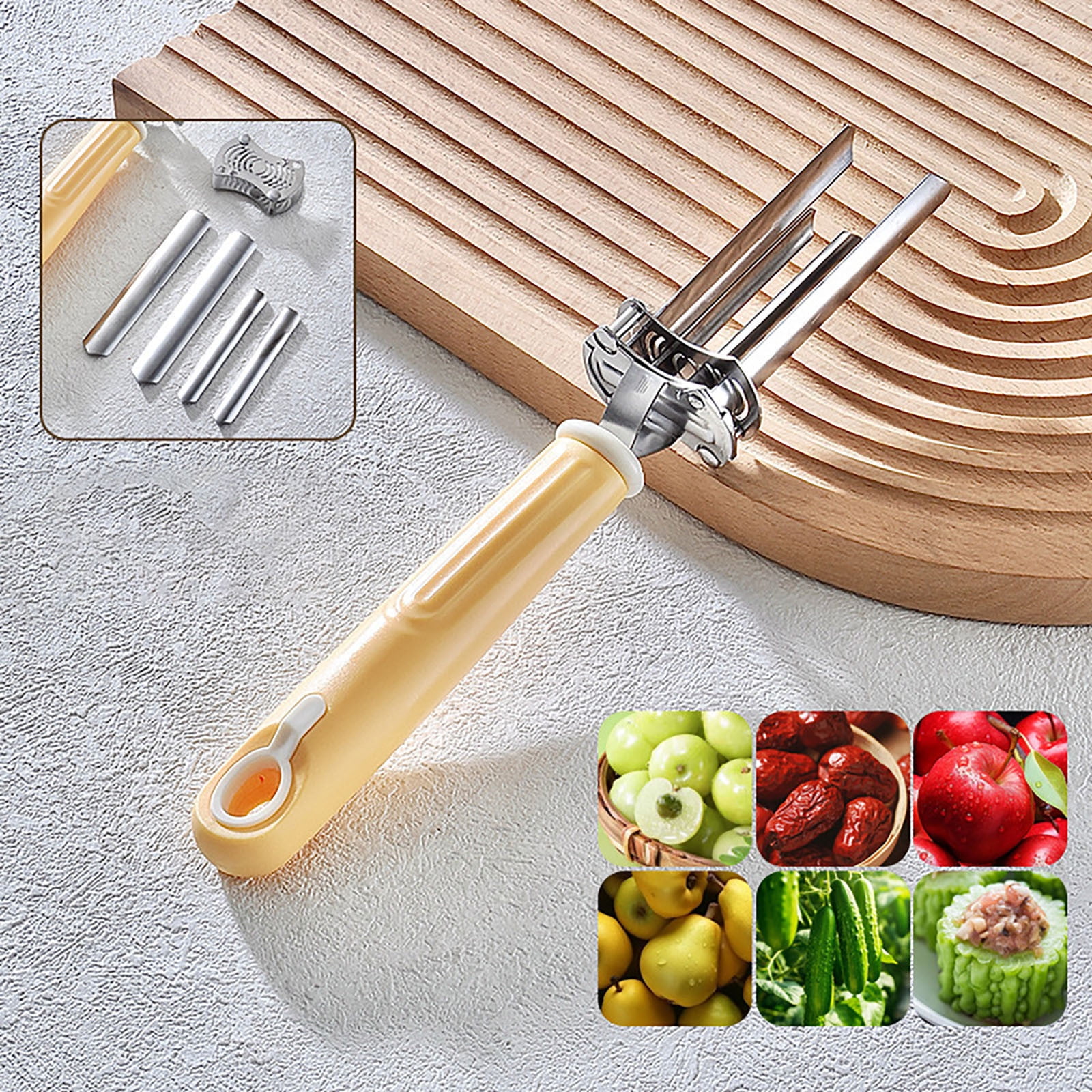 Adjustable Fruit and Vegetable Corers Tool, 2-in-1 Bell Pepper Cutter ...