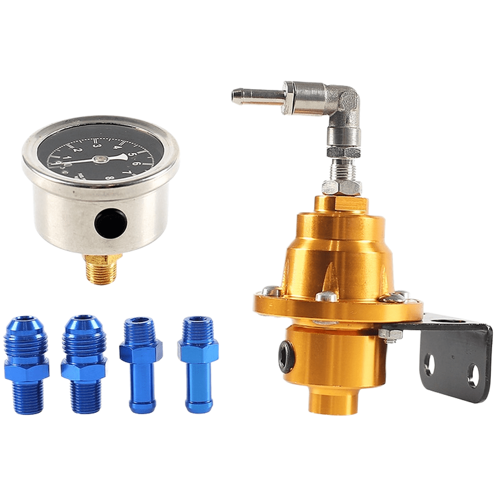 Adjustable Fuel Pressure Regulator with Gauge, Aluminum Alloy Fuel ...