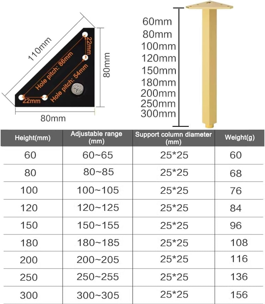 Adjustable Furniture Feet, High Aluminium Furniture Support Columns, Cabine - Walmart.com